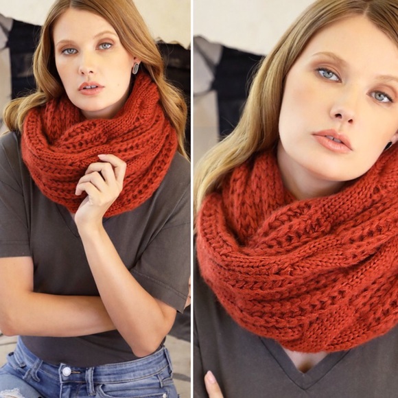 Accessories | Rust Soft Twisted Cable Knit Infinity Scarf | Poshmark